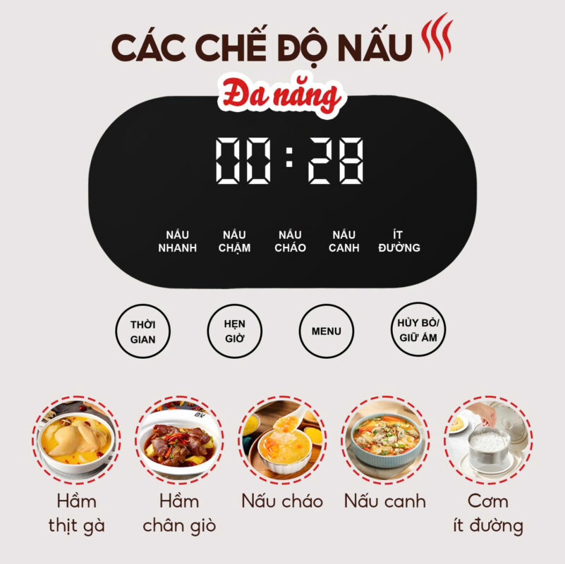 Nồi Cơm Điện Tách Đường VENKO VK-TD3L, Nấu Cơm, Hầm Gà, Nấu Cháo, Chính ...